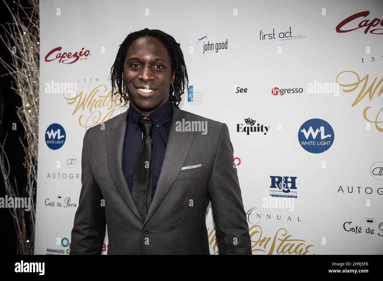 Hugh Maynard arriving at The Whatsonstage Theatre awards held at Cafe ...
