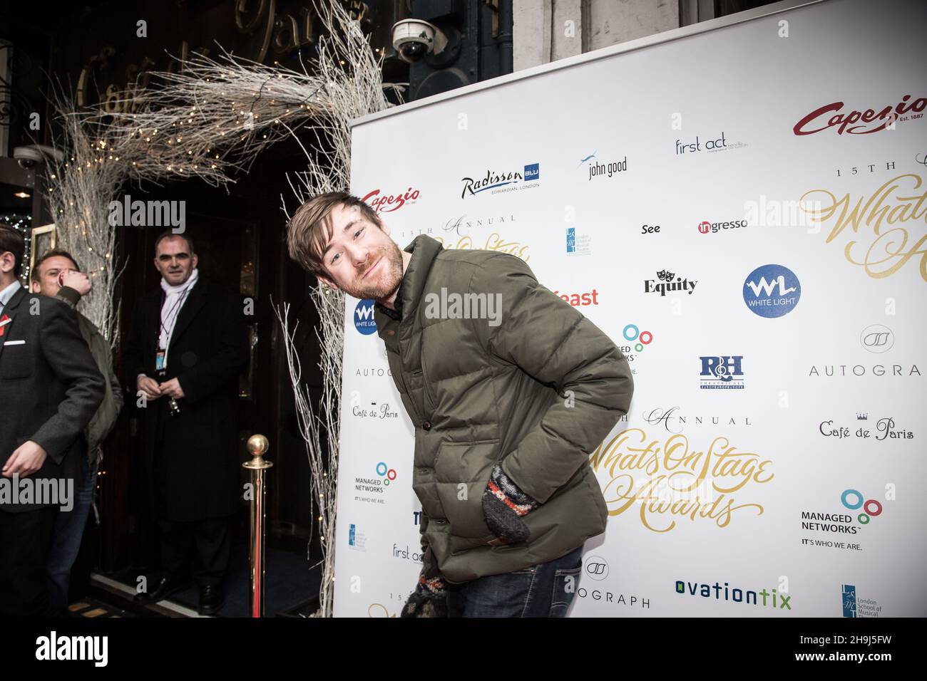 David Hunter arriving at The Whatsonstage Theatre awards held at Cafe ...