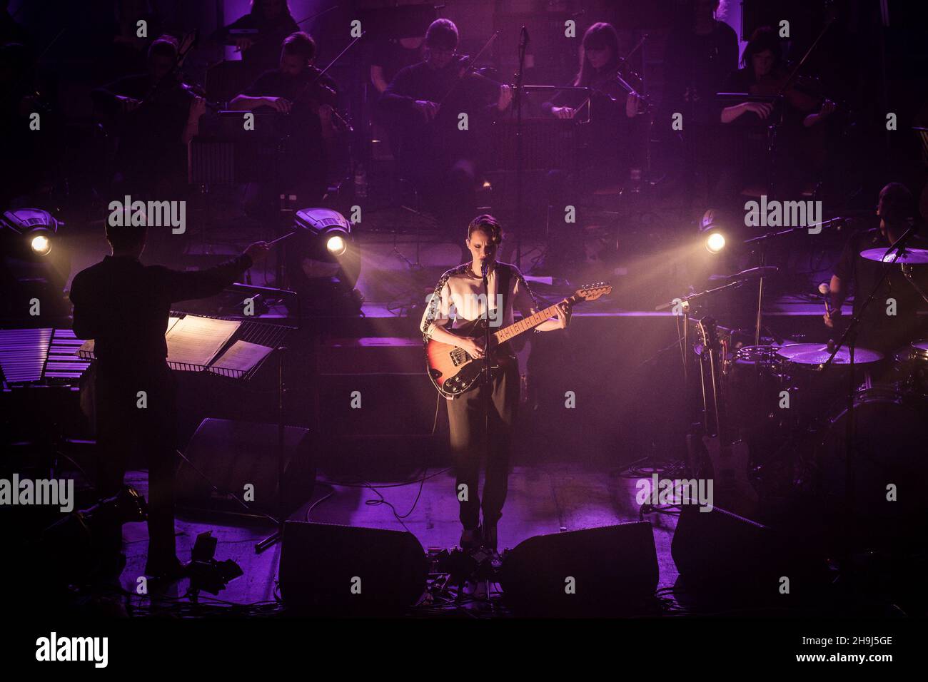 Anna Calvi performing live on stage with the Heritage Orchestra at the ...