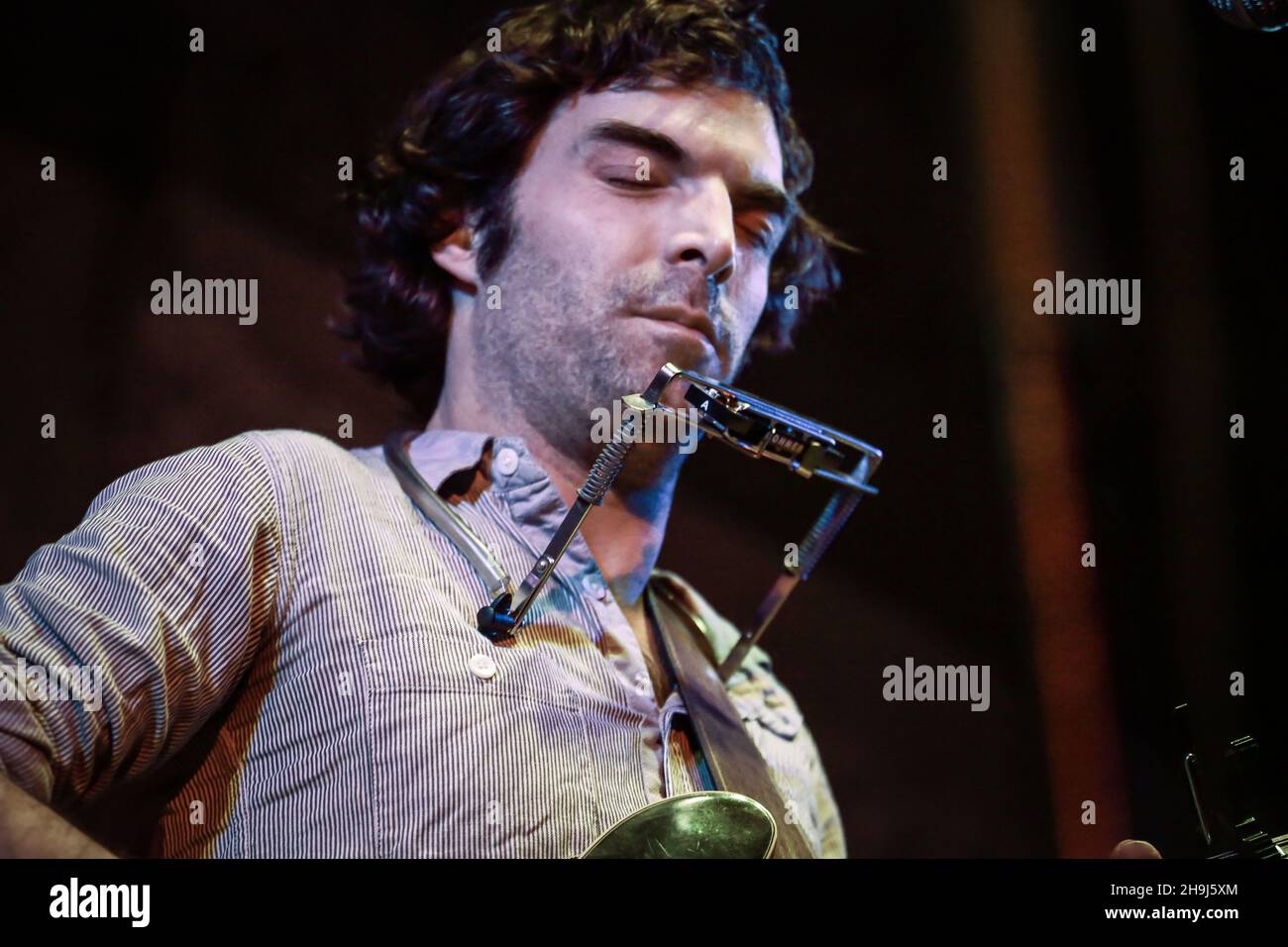 Brad Barr of The Barr Brothers performing live on stage at Bush Hall in ...
