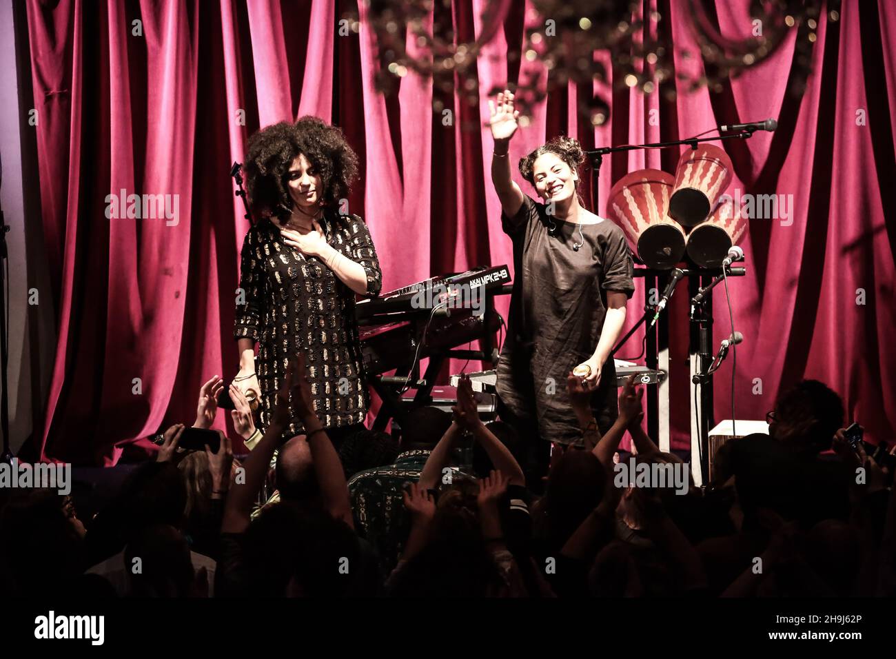 Twin sisters Ibeyi performing live on stage at a sold-out Bush Hall in ...