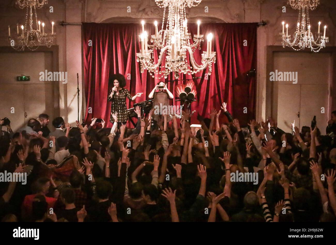 Twin sisters Ibeyi performing live on stage at a sold-out Bush Hall in ...