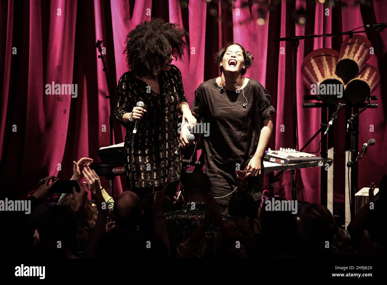 Twin sisters Ibeyi performing live on stage at a sold-out Bush Hall in ...
