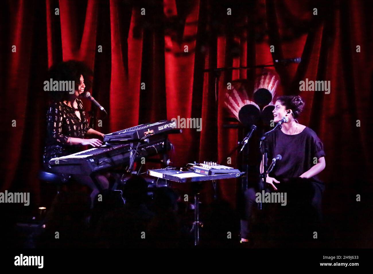 Twin sisters Ibeyi performing live on stage at a sold-out Bush Hall in ...