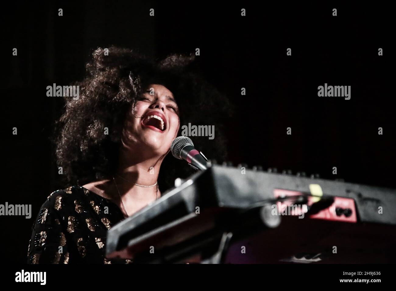 Twin sisters Ibeyi performing live on stage at a sold-out Bush Hall in ...