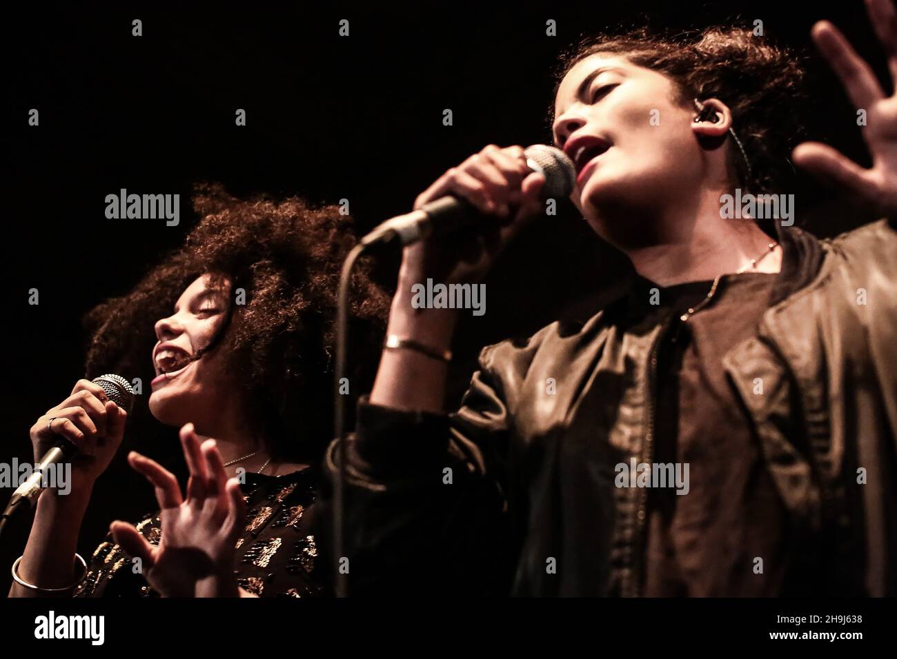 Twin sisters Ibeyi performing live on stage at a sold-out Bush Hall in ...