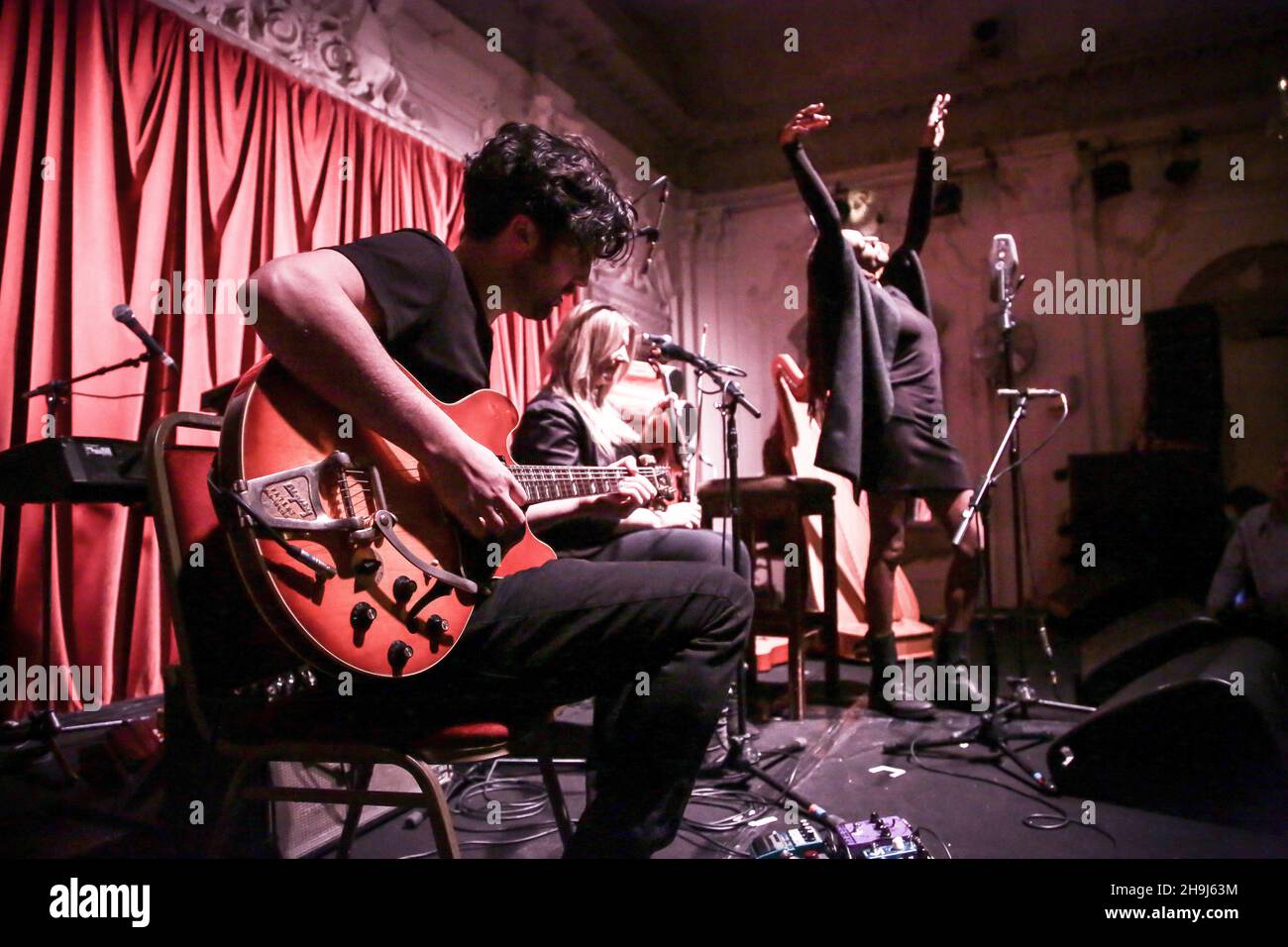 ALA.NI performing with her band on stage at Bush Hall supporting Ibeyi ...