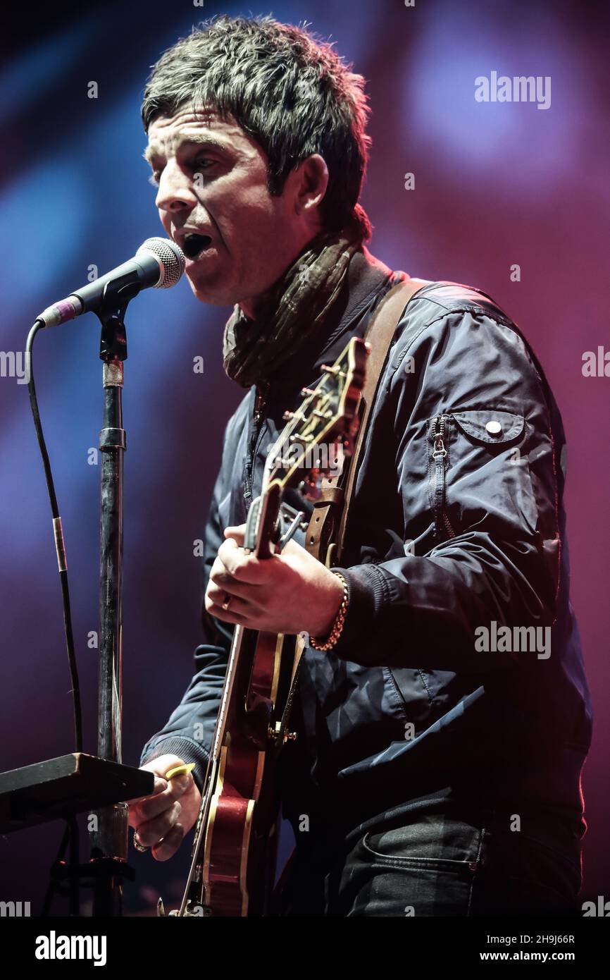 Noel Gallagher and the Highflying Birds live on stage at the O2 Arena ...