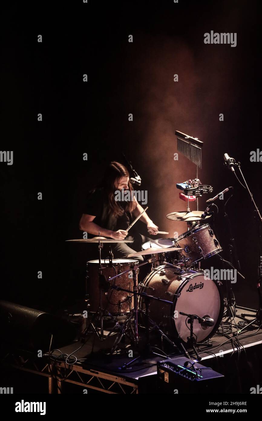Riley Geare, drummer with Unknown Mortal Orchestra at Islington ...