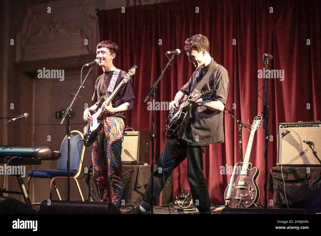 Alex Burey performing on stage at Bush Hall supporting Soak Stock Photo ...