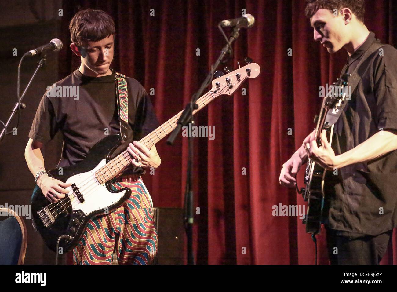 Alex Burey performing on stage at Bush Hall supporting Soak Stock Photo ...