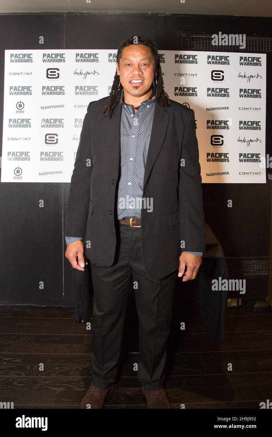 Mike Umaga poses for photos as former and current players from the ...