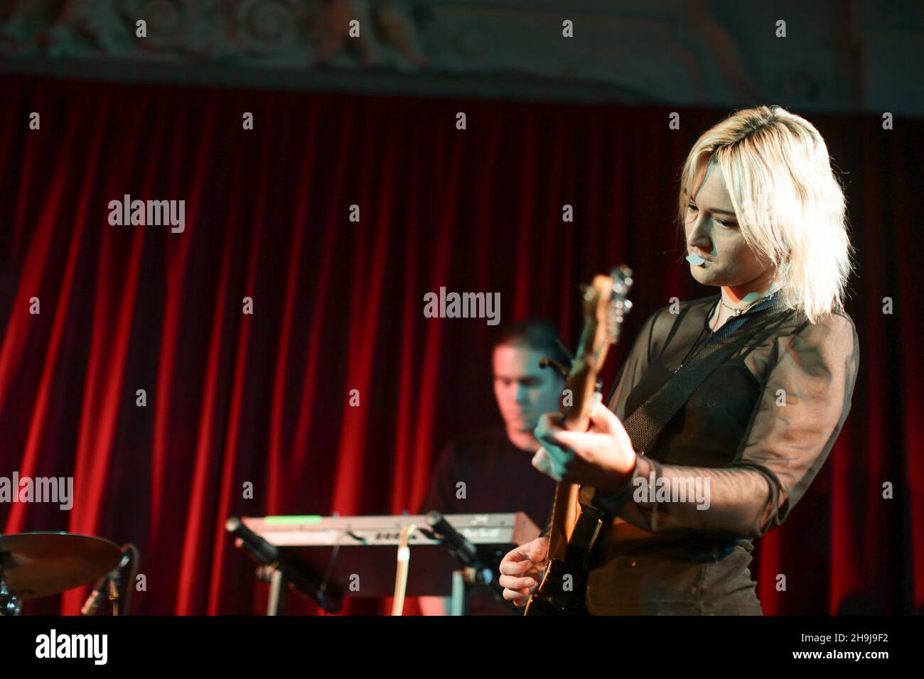 Liz Drummond of Little May performing live on stage at Bush Hall in ...