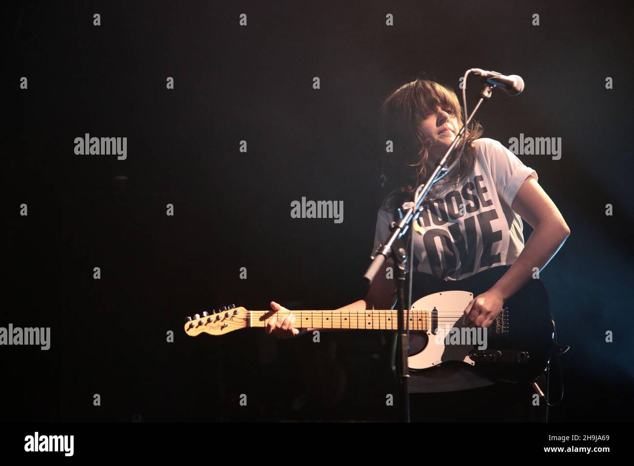 Courtney Barnett and her band performing live on stage at The O2 Forum ...