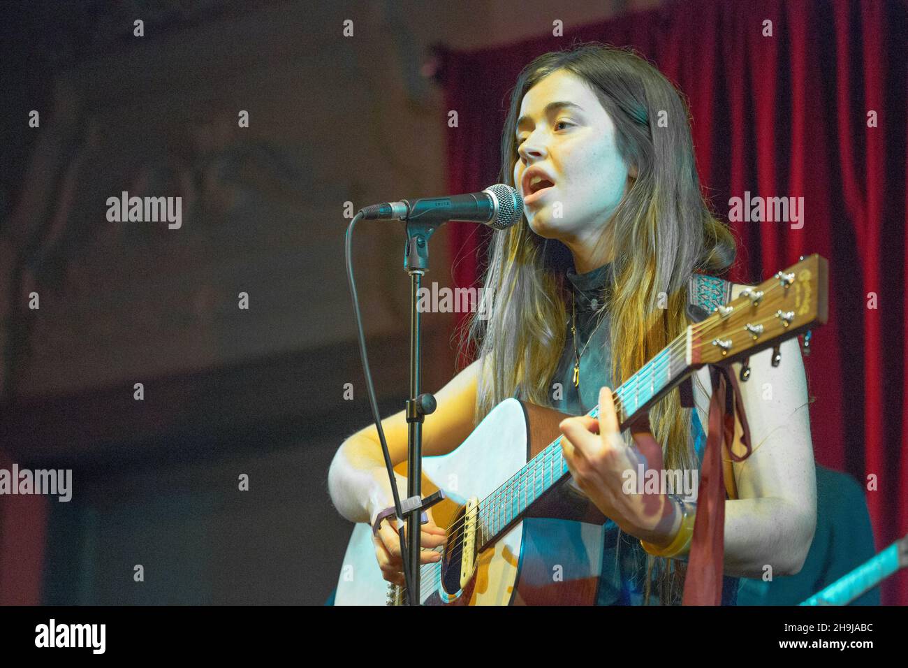 Flo Morrissey performs on stage at Bush Hall in London as part of her ...