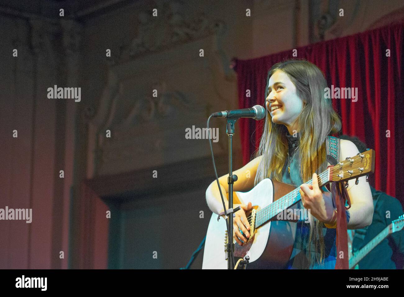 Flo Morrissey performs on stage at Bush Hall in London as part of her ...