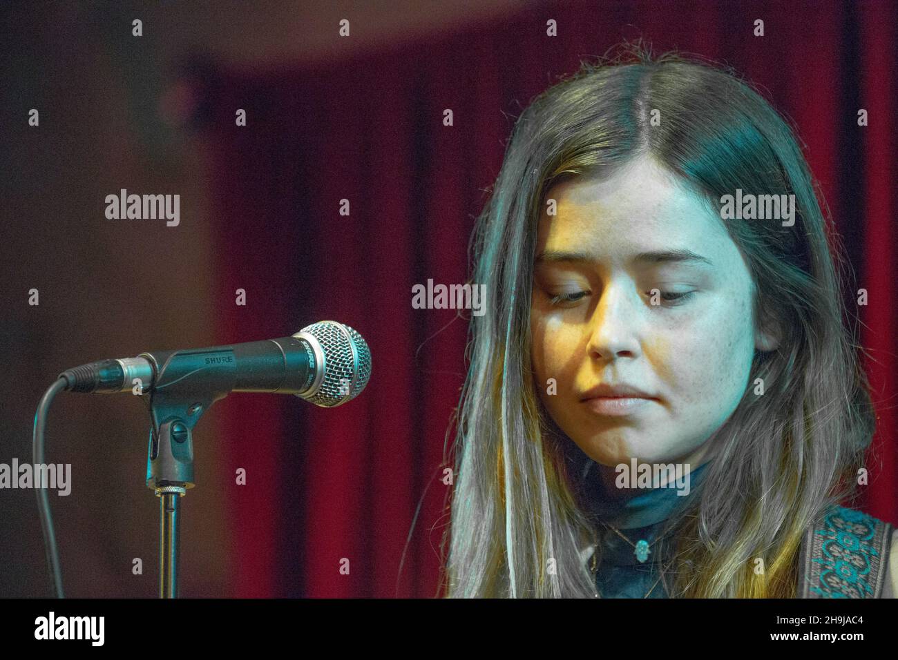 Flo Morrissey performs on stage at Bush Hall in London as part of her ...