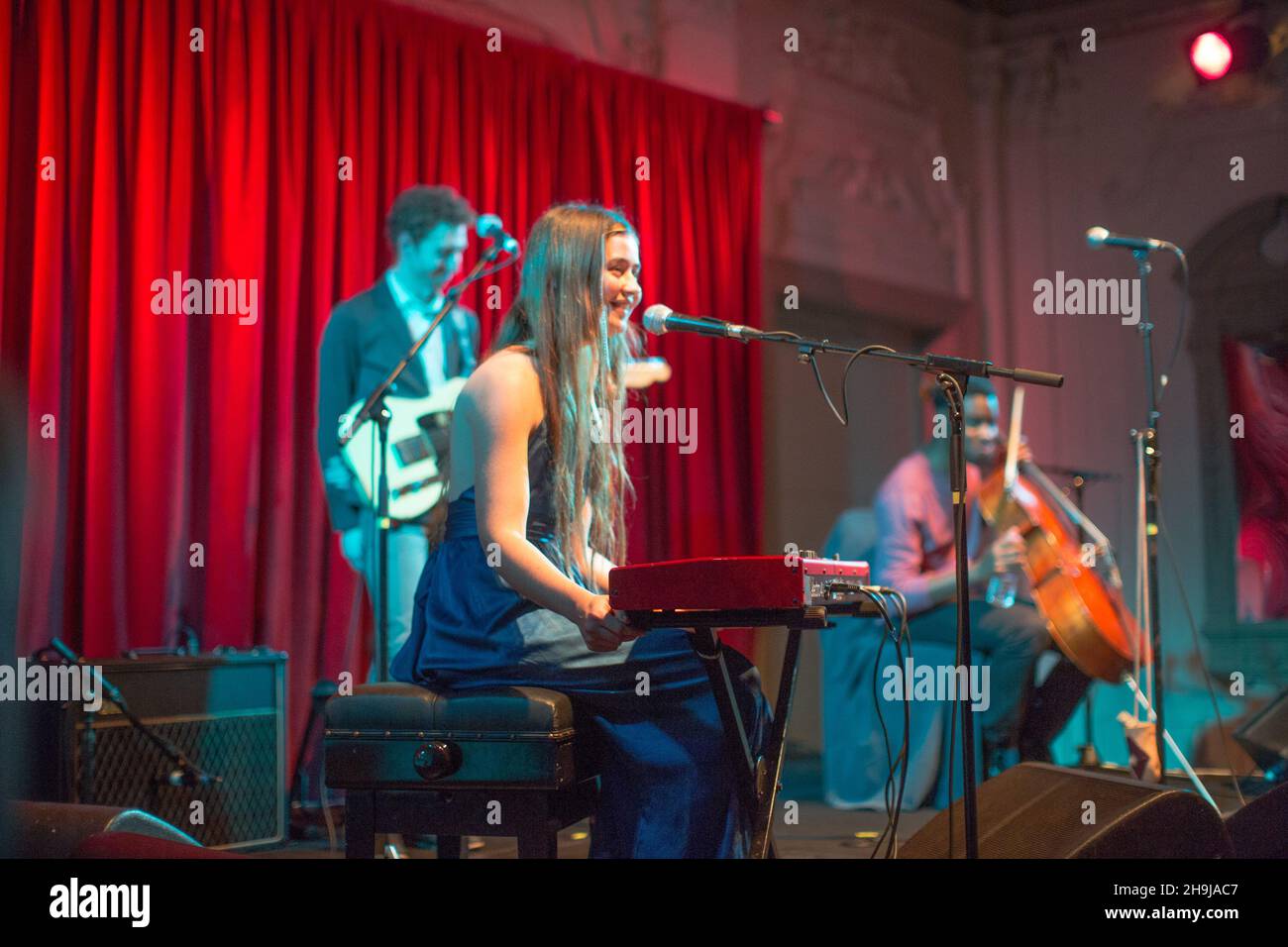 Flo Morrissey performs on stage at Bush Hall in London as part of her ...