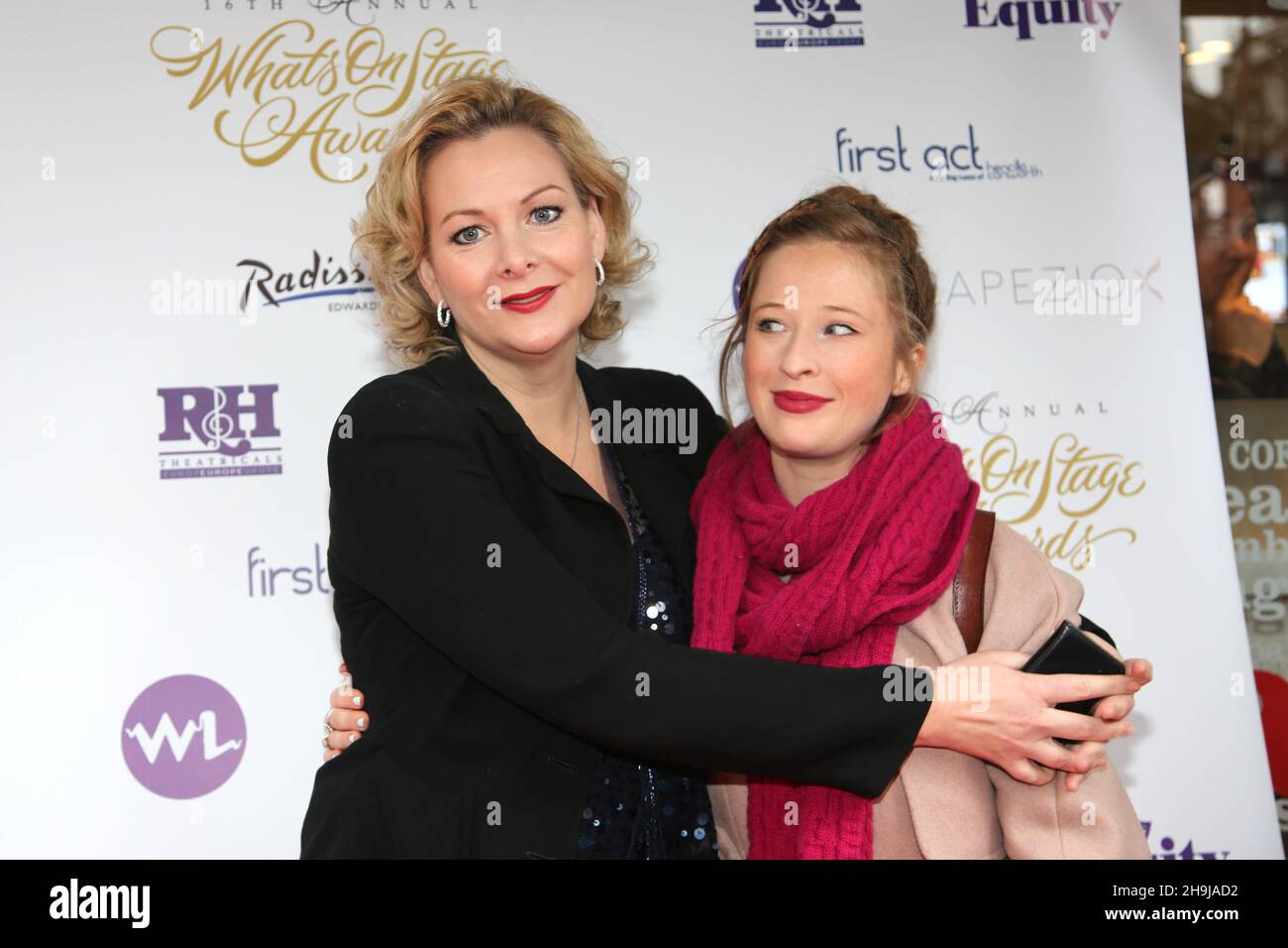 Imogen Doel (right) arriving at the 2015 WhatsOnStage Awards at the ...
