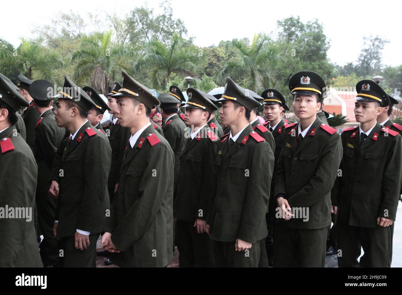 Soldiers attending a commemorative event in Hanoi in Vietnam. From a ...