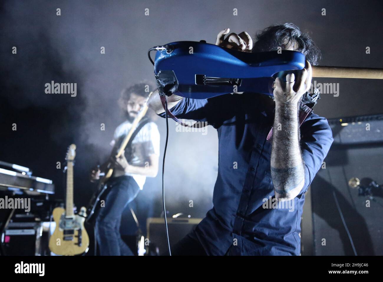 Munaf Rayani of Texan post-rock band Explosions in the Sky performing ...