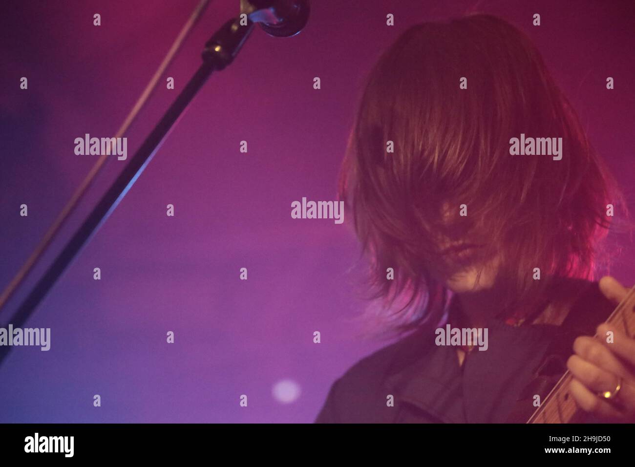 Cate le Bon and her band performing live on stage at the Oval Space in ...