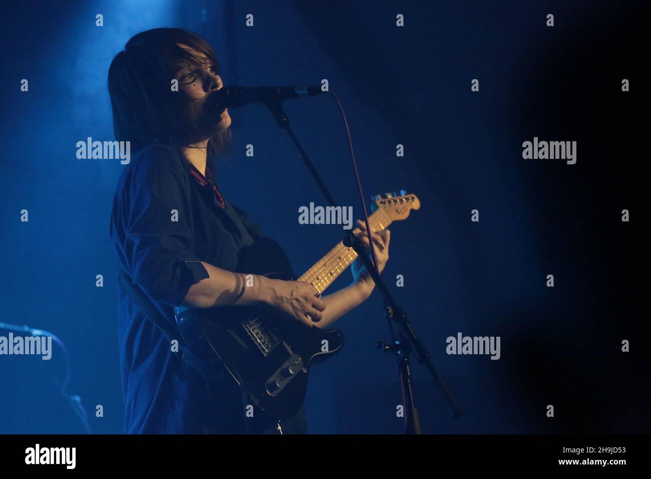 Cate le Bon and her band performing live on stage at the Oval Space in ...