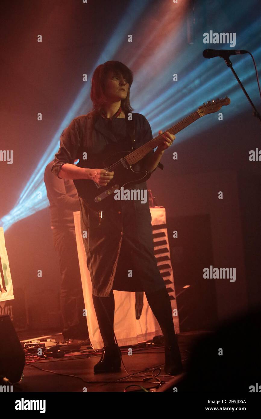 Cate le Bon and her band performing live on stage at the Oval Space in ...