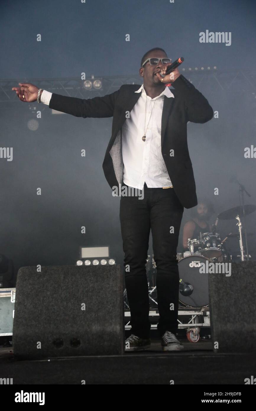Roots Manuva performing live on stage on the first day of the 2016 ...