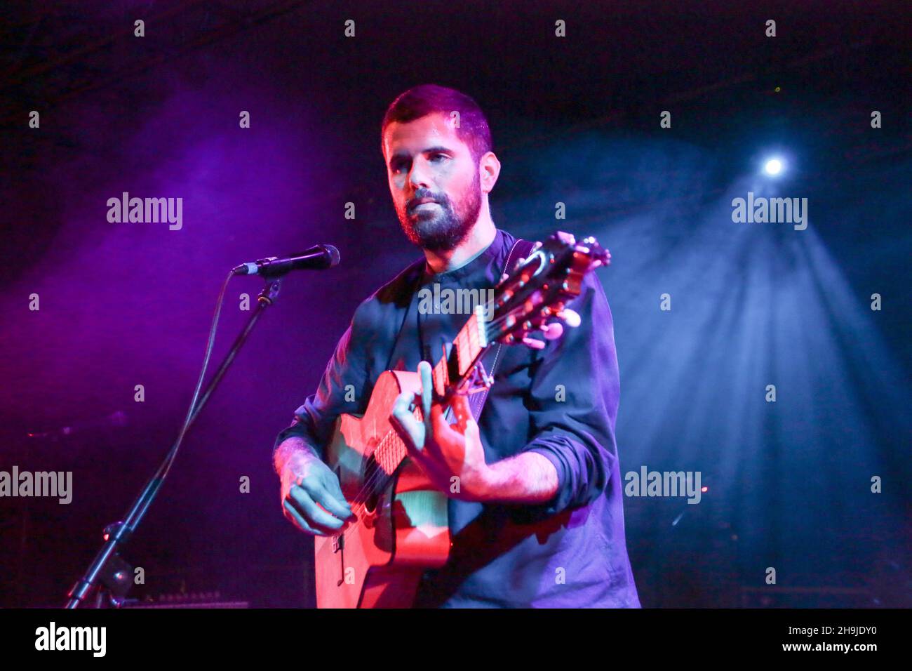 Nick Mulvey performing on the Clore Ballroom stage on the final day of ...