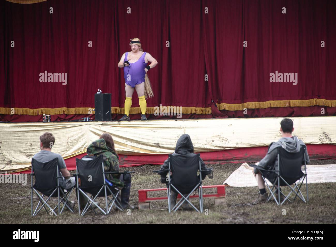 Festival goers watching the Australian spoof keep fit and personal ...