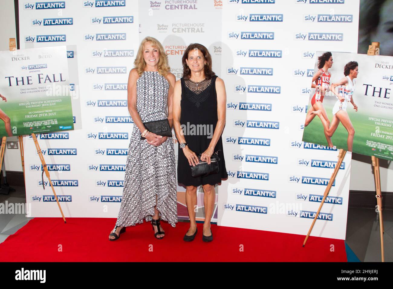 Mary Decker (left) and Zola Budd pose for photos at the world premiere ...