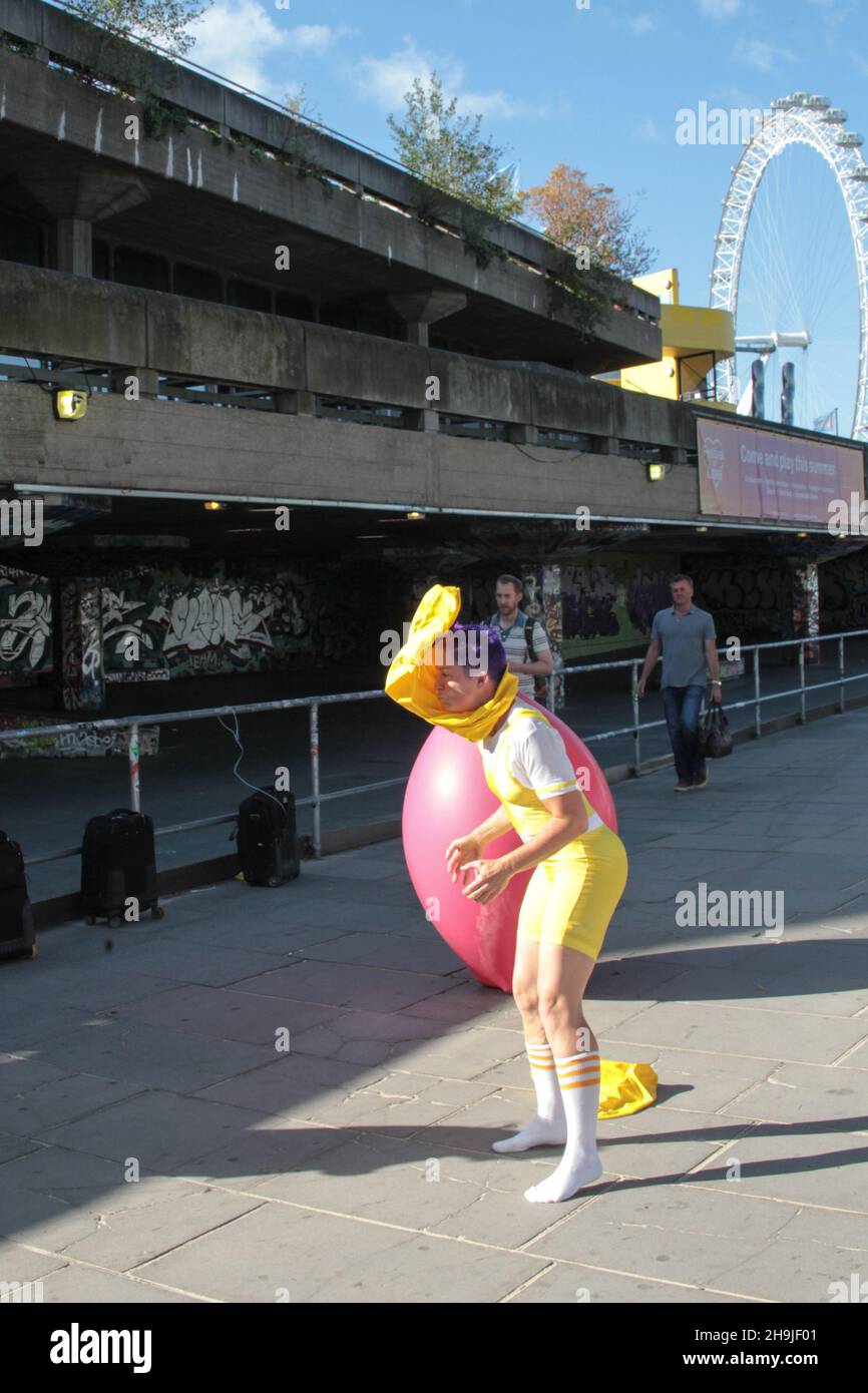 One of the balloons in which New York clown duo Acrobuffos were ...