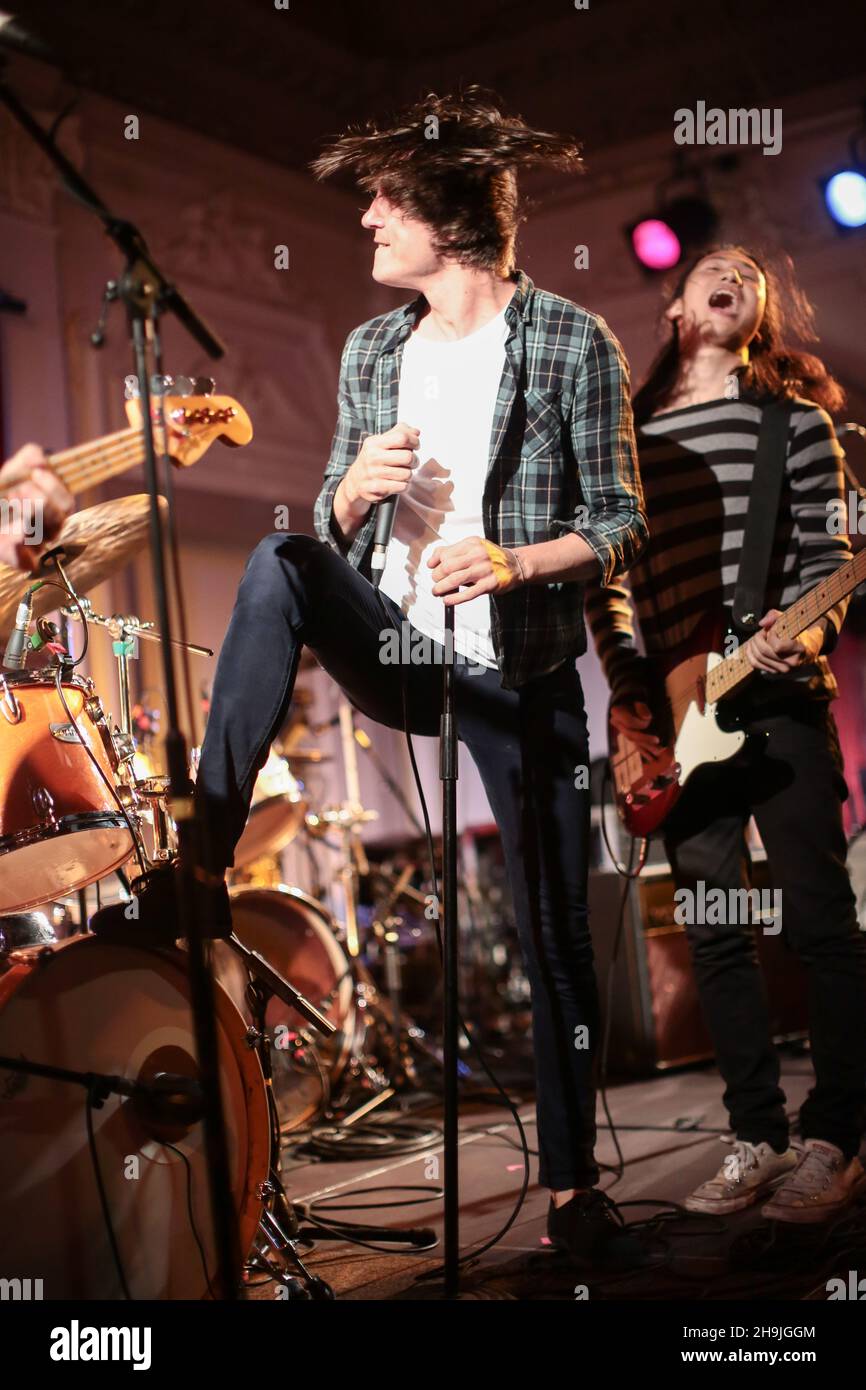 Victor, singer in the band Moses, performing at Bush Hall in support of ...