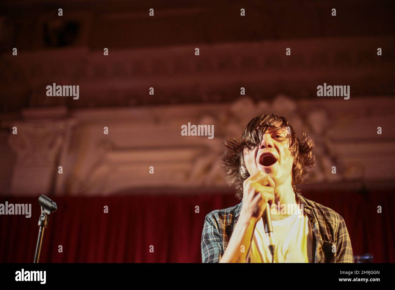 Victor, singer in the band Moses, performing at Bush Hall in support of ...