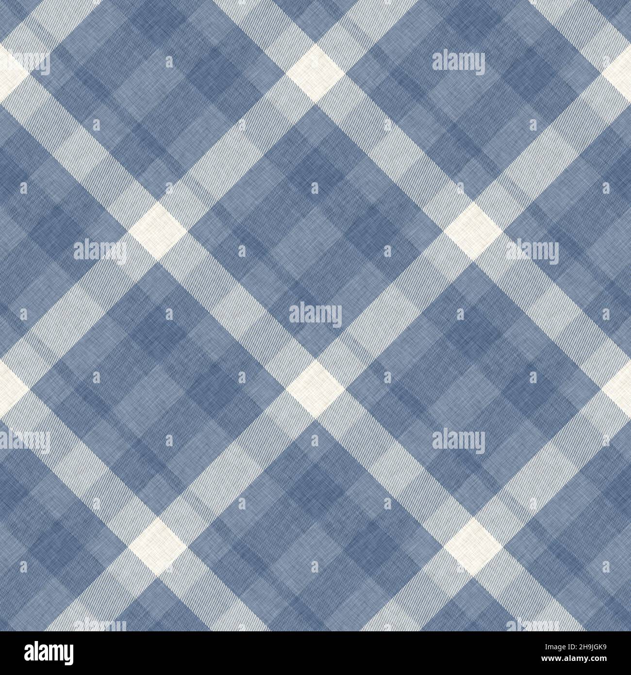 Farmhouse blue plaid seamless pattern. Vintage style twill all over ...