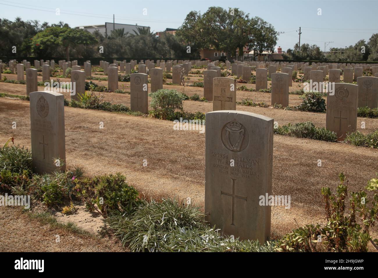 Views of a first world-war British cemetery in Gaza. From a series of ...