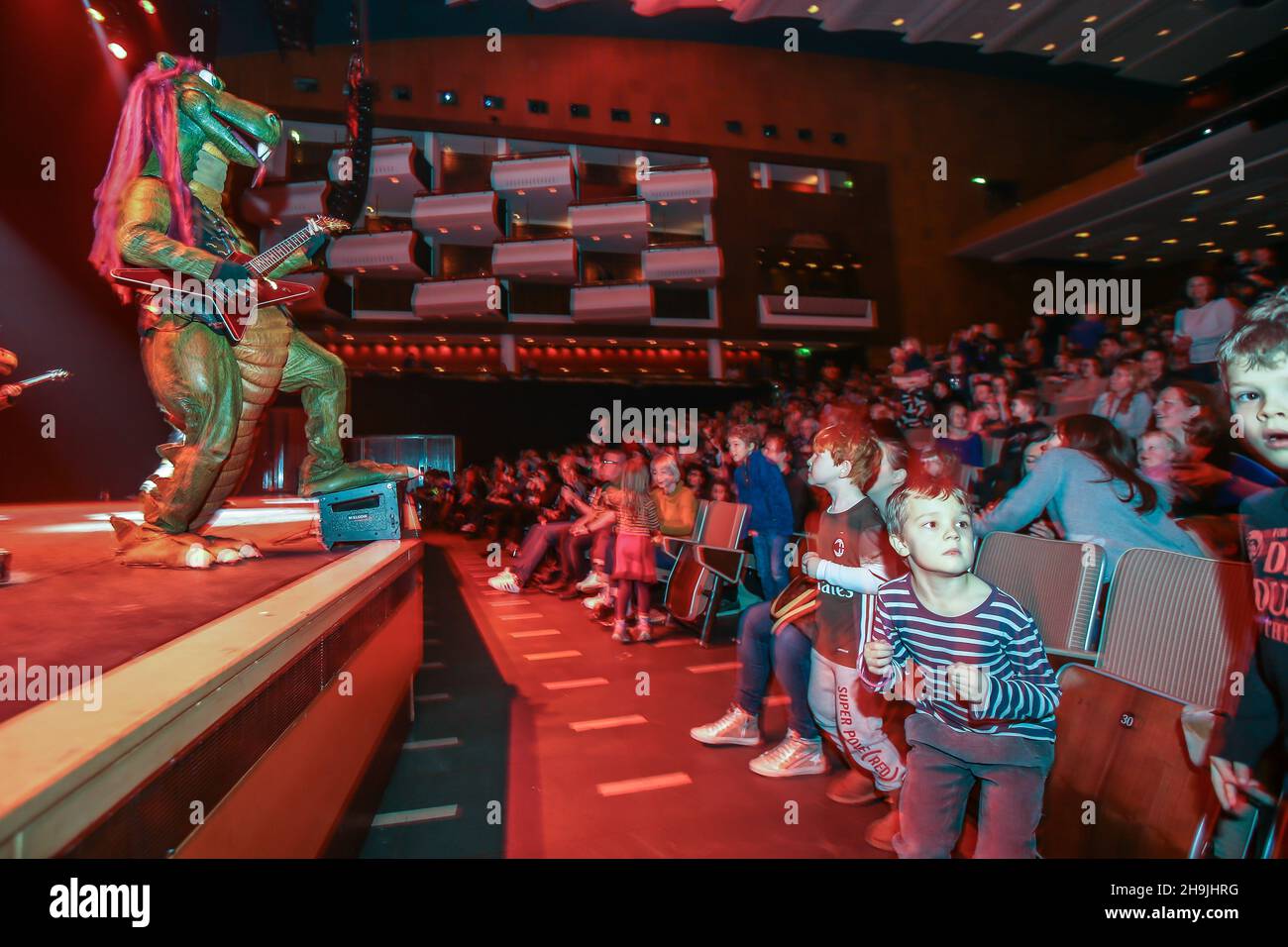 Finnish children's rock band Hevisaurus perform live on stage in the ...