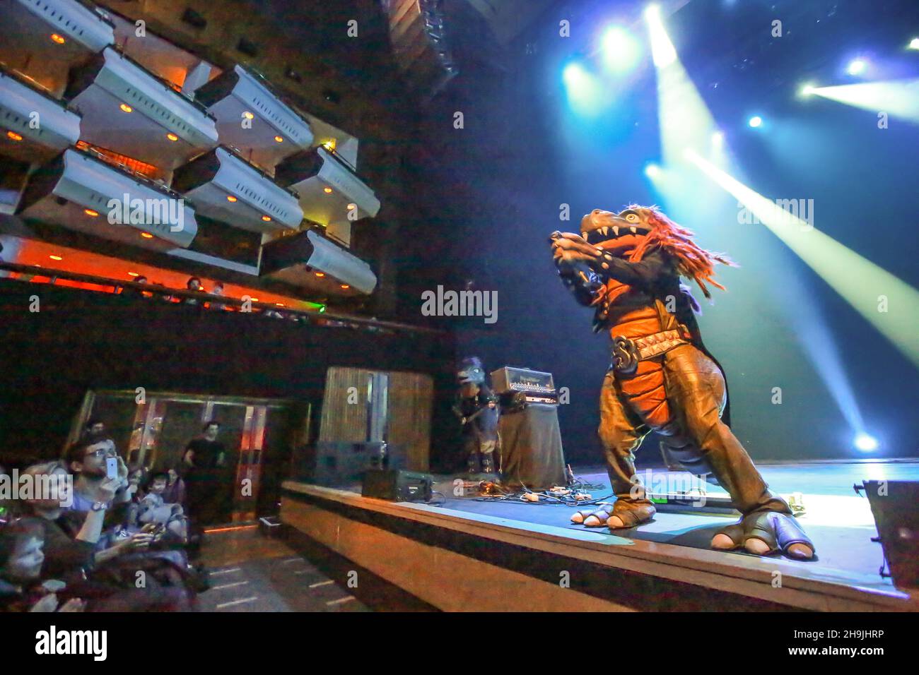 Finnish children's rock band Hevisaurus perform live on stage in the ...