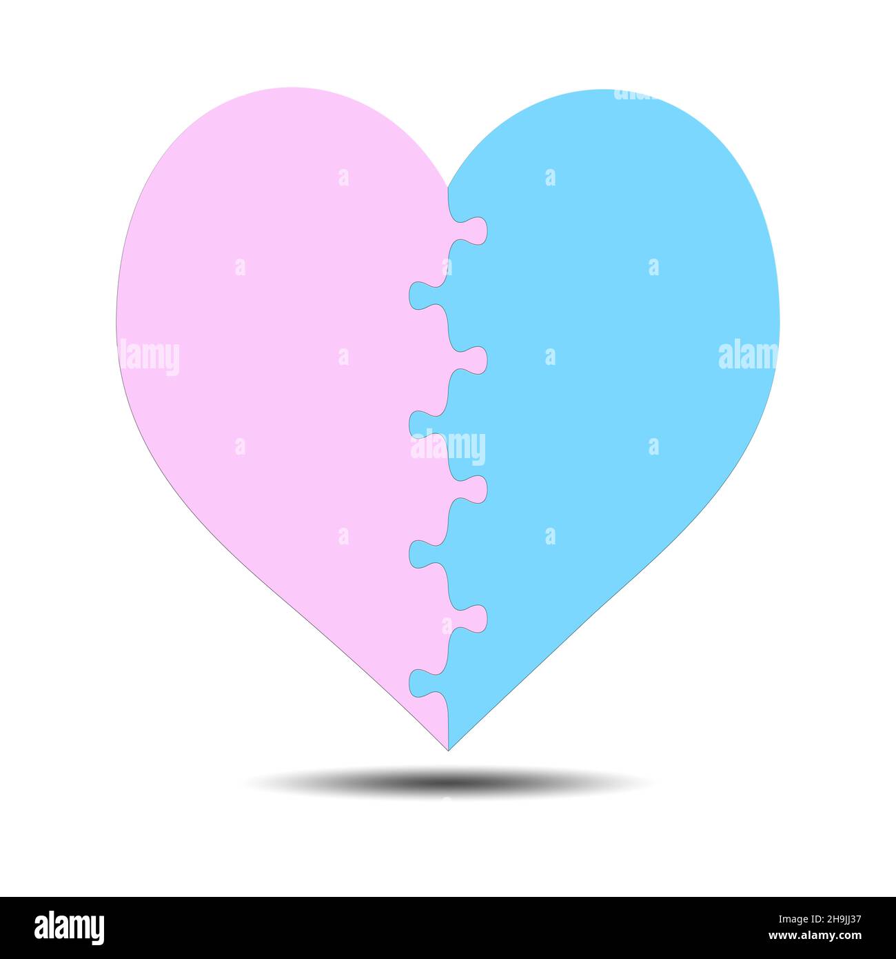 Heart shaped puzzle against white background, illustration Stock Photo ...