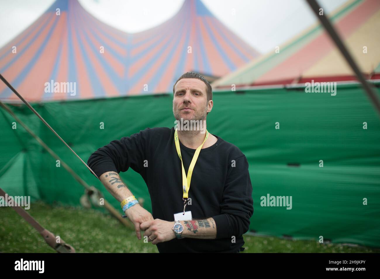 Jason Williamson of Sleaford Mods posing for photos backstage at the ...