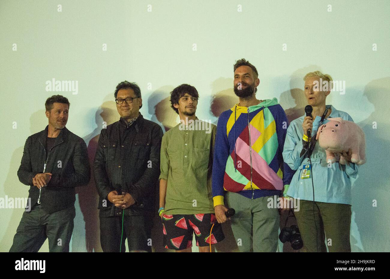 (left to right) Brad Pitt and Dooho Choi (co-producers) and member of ...