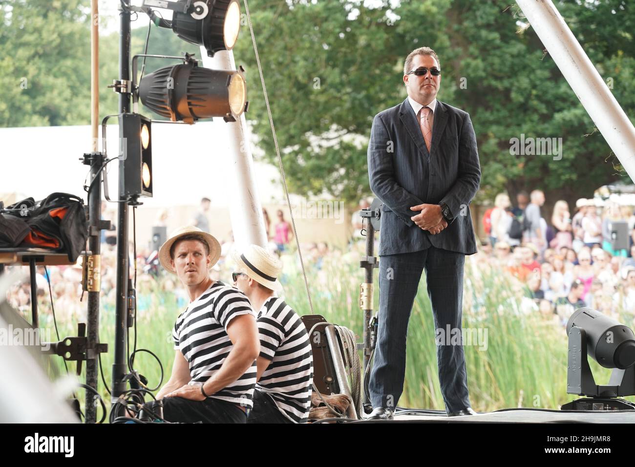 A security guard watches over a performance by Katherine Jenkins on the ...
