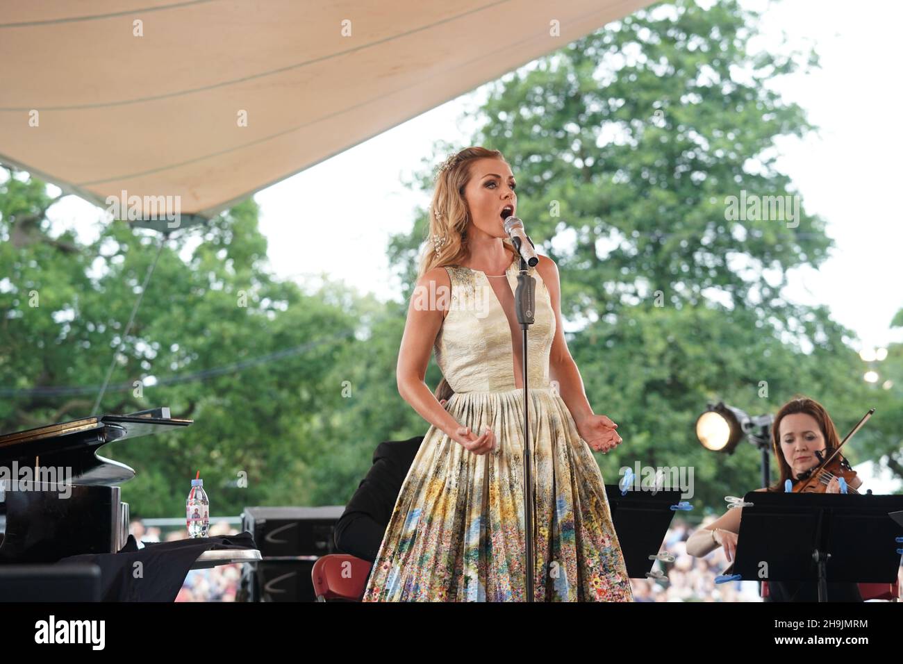 Katherine Jenkins performing on the stage by the lake on day 4 (Sunday ...