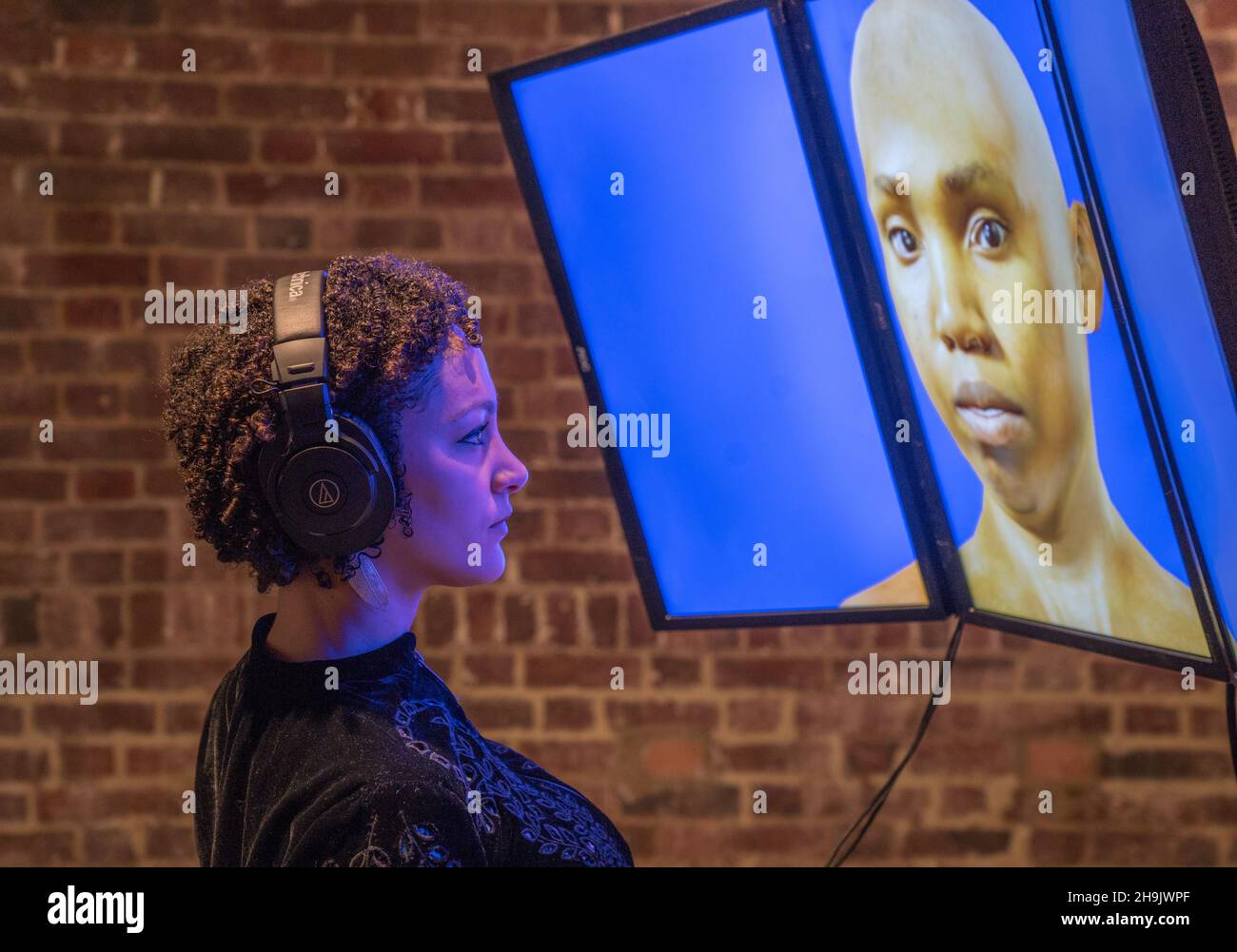 Exhibitions curator Amira Gad poses for photos at American video artist ...
