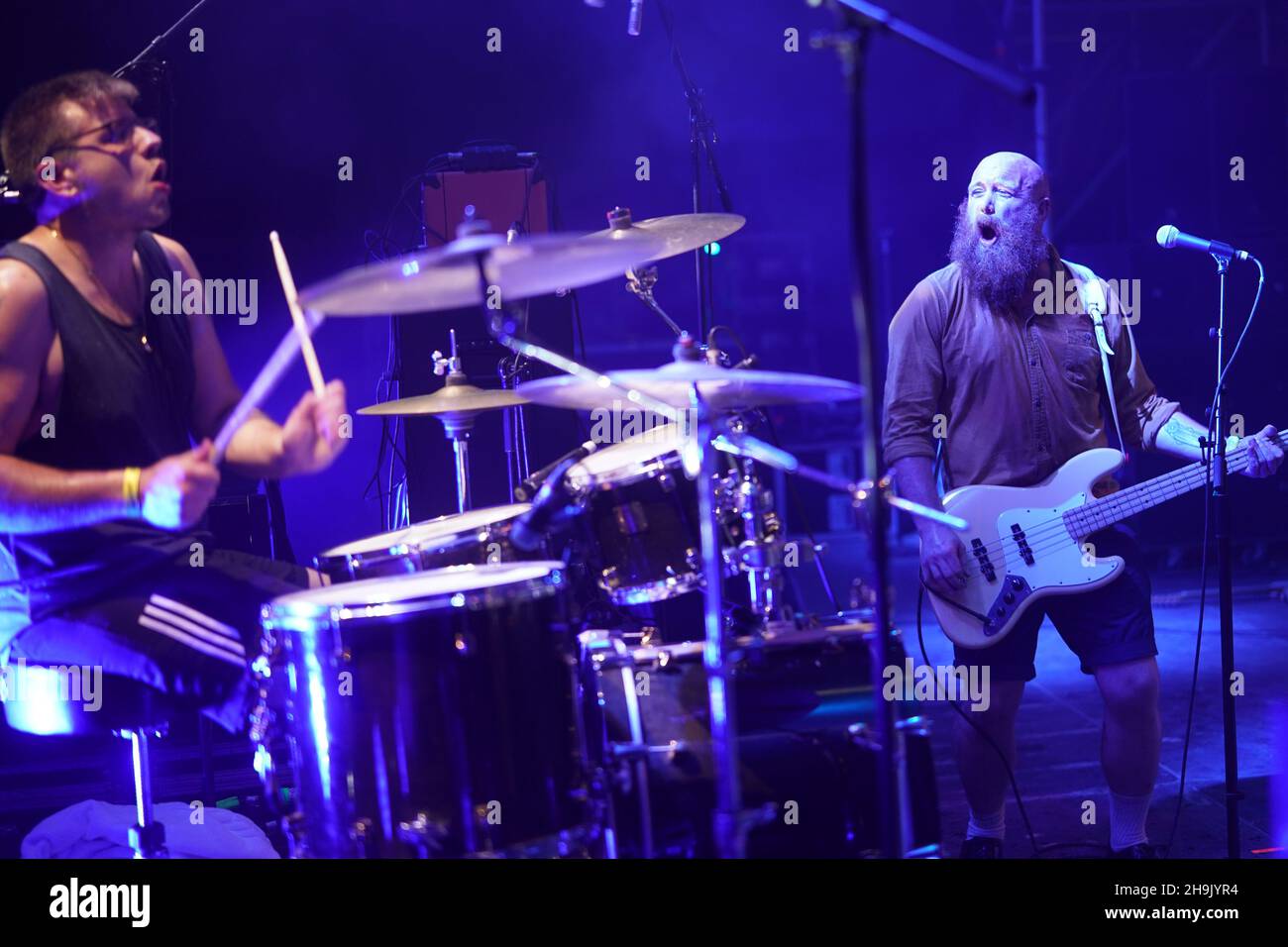 Jon Beavis (left) and Adam Devonshire of IDLES performing at the 2018 ...