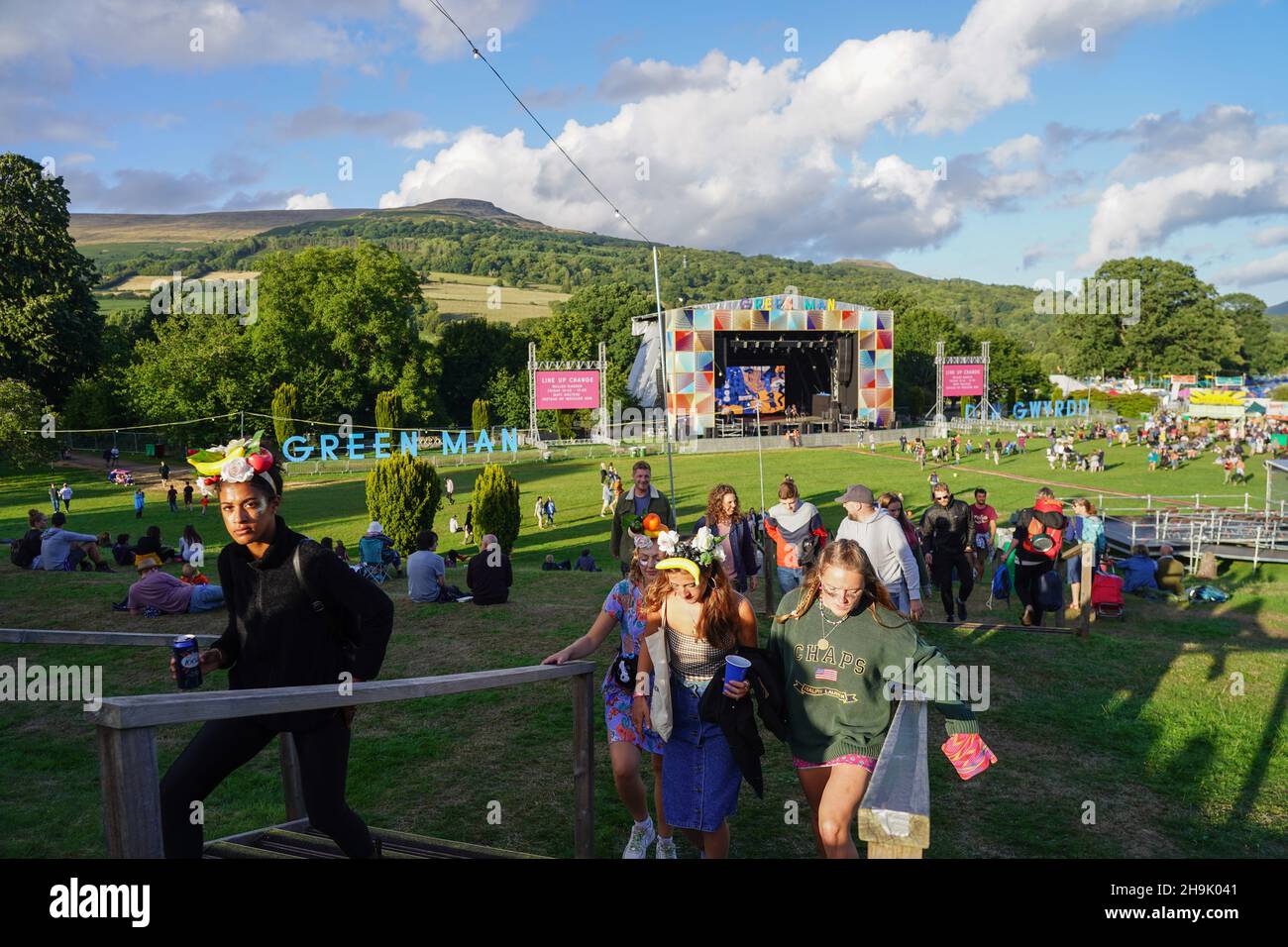 Festival goers in front of the Mountain Stage at the 2018 Green Man ...