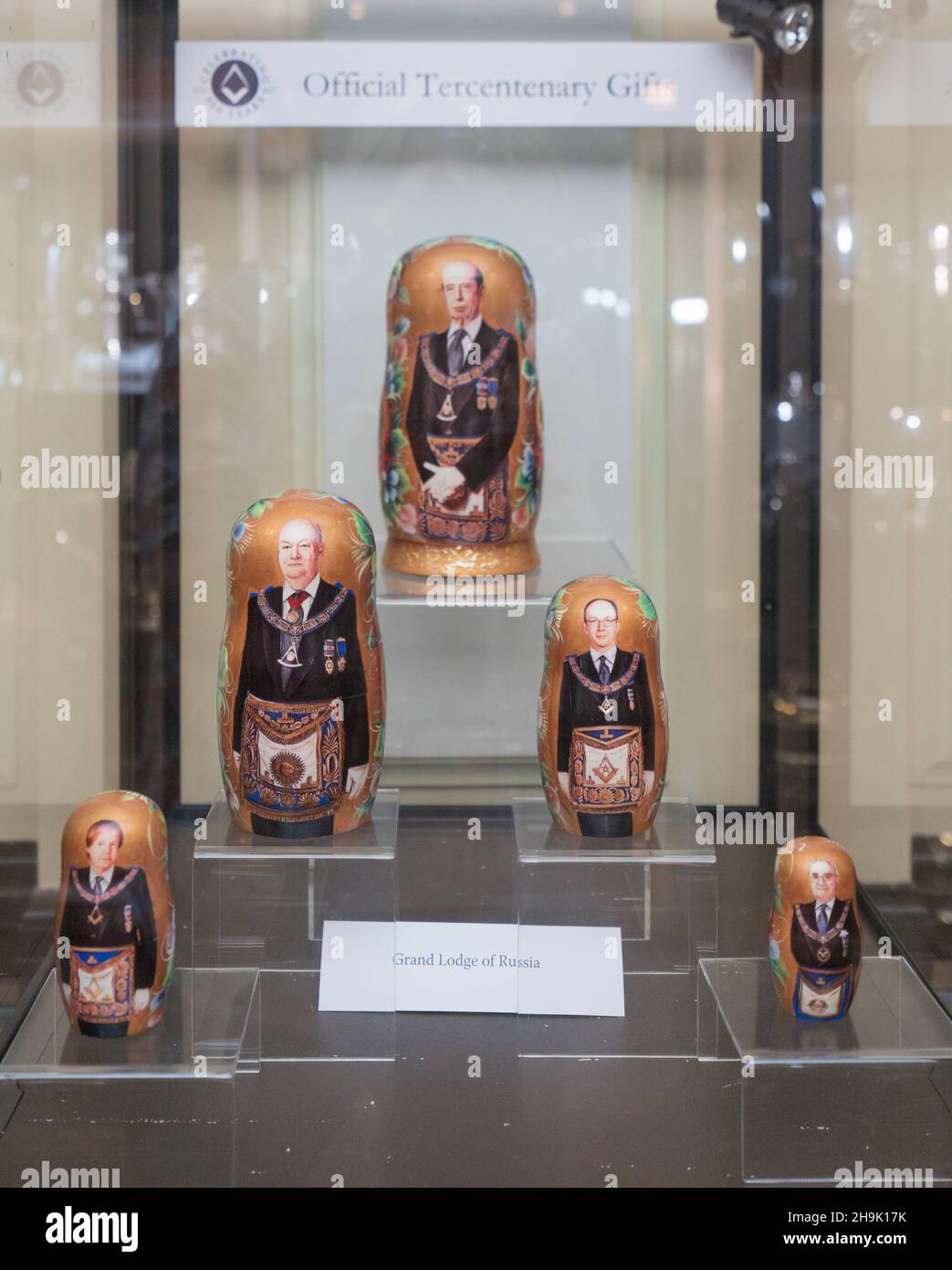 A set of commemorative Russian Freemasons Dolls, the largest featuring ...