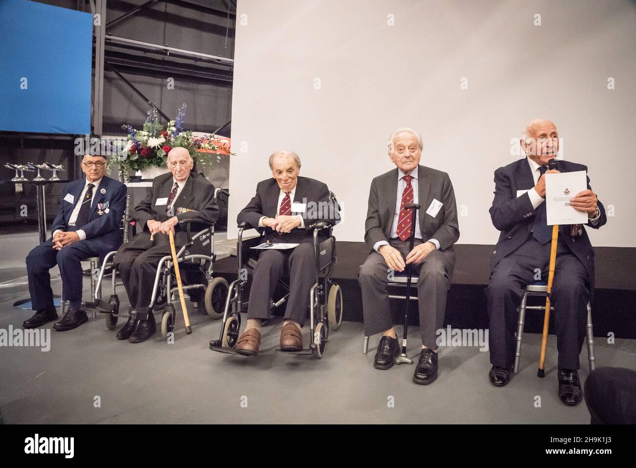 Five RAF veterans of World War Two (L-R: Ralph Levy, Alfred Guberman ...