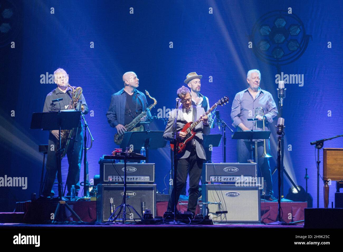 Jon Herington of Steely Dan performing live on stage at the SSE Arena ...